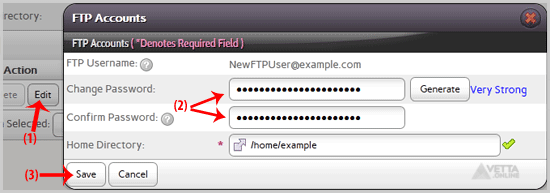 Vetta Group - How to change the password of your FTP Account in SiteWorx?